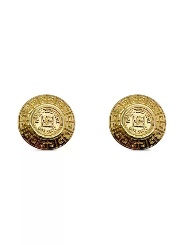 Givenchy 1980s Coin Logo Clip-on Earrings - Gold