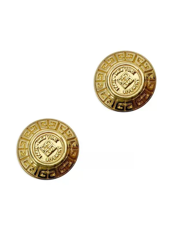 Givenchy 1980s Coin Logo Clip-on Earrings