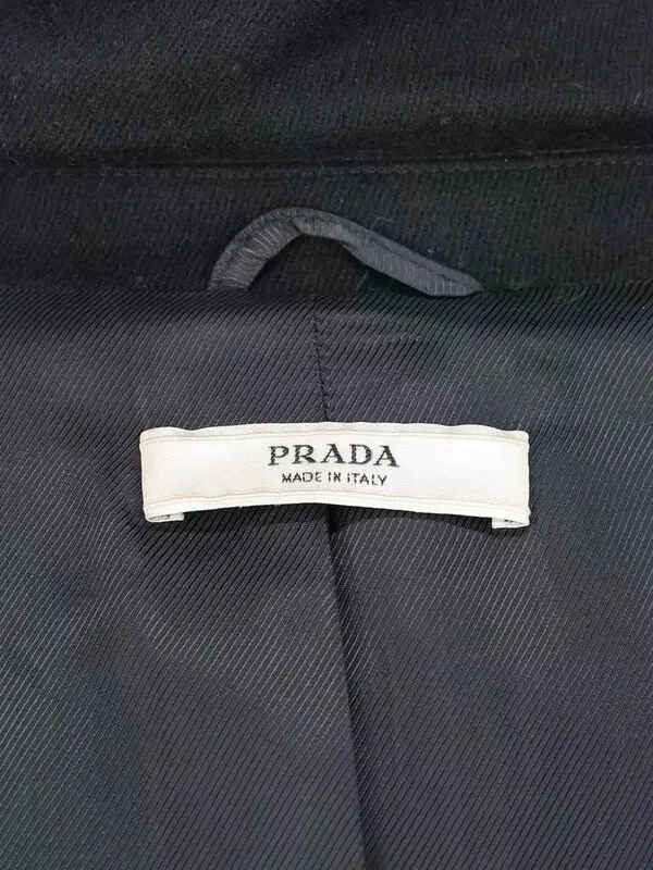 Prada Ruffled-trim Double-breasted Wool Coat