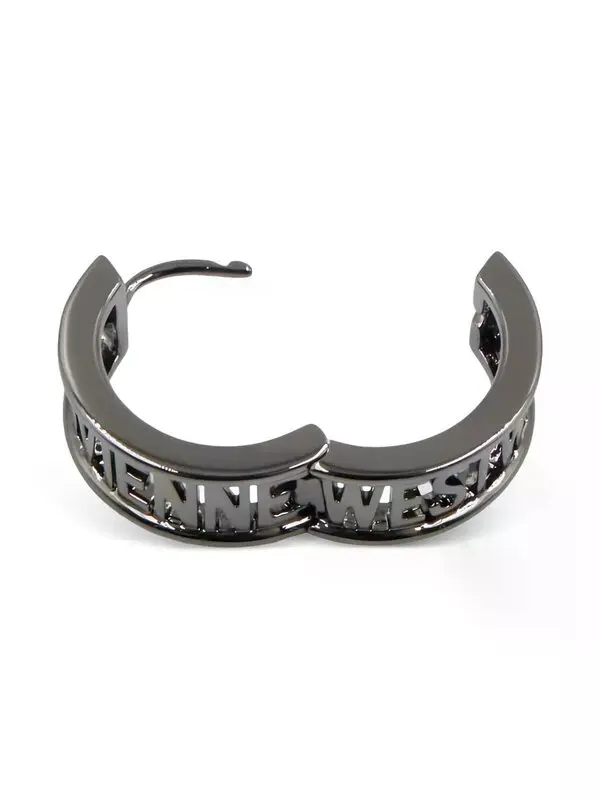 VIVIENNE WESTWOOD Logo Lettering Orb Hoop Earring - Grey