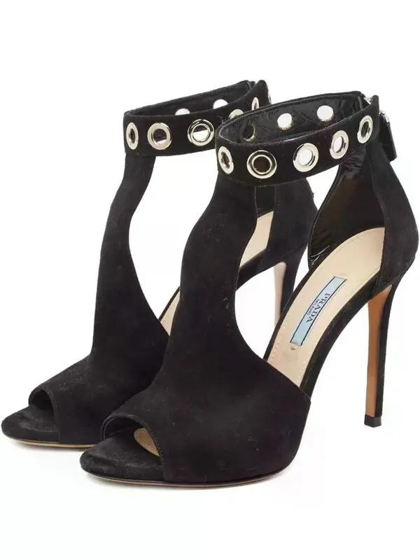 Prada Eyelet-embellished Suede Sandals