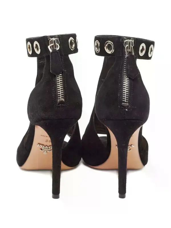 Prada Eyelet-embellished Suede Sandals