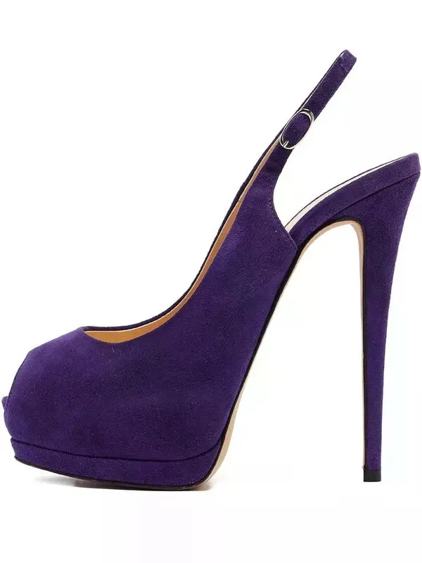 GIUSEPPE ZANOTTI Suede Peep-toe Slingback Pumps