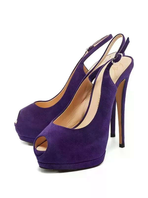 GIUSEPPE ZANOTTI Suede Peep-toe Slingback Pumps