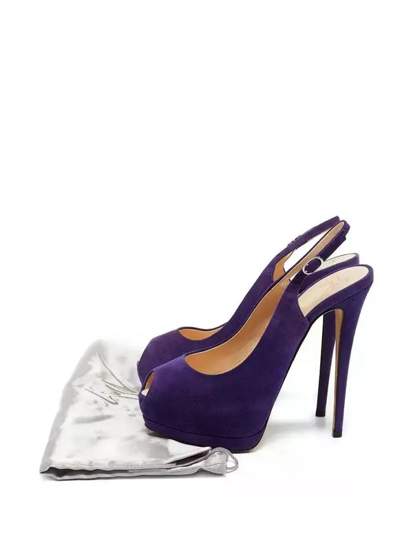 GIUSEPPE ZANOTTI Suede Peep-toe Slingback Pumps
