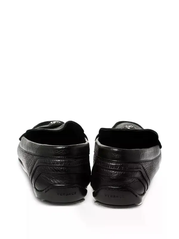 Versace Medusa Plaque Leather Loafers - Black