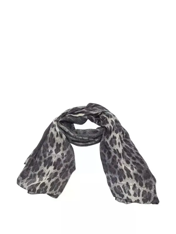 Roberto Cavalli 2023 Leopard-print Silk Scarf - Black