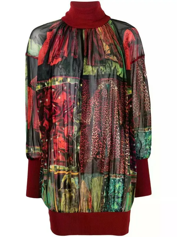 JEAN PAUL GAULTIER 2000s Graphic-print Roll-neck Blouse