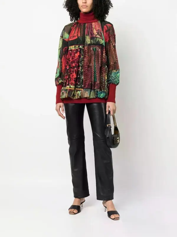 JEAN PAUL GAULTIER 2000s Graphic-print Roll-neck Blouse