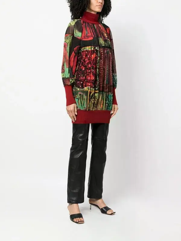 JEAN PAUL GAULTIER 2000s Graphic-print Roll-neck Blouse