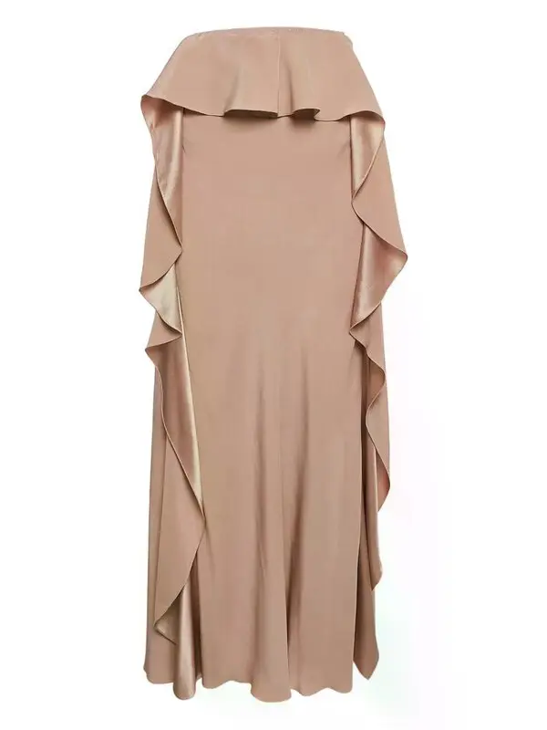 Alberta Ferretti Silk Maxi Skirt With Ruffle Detail