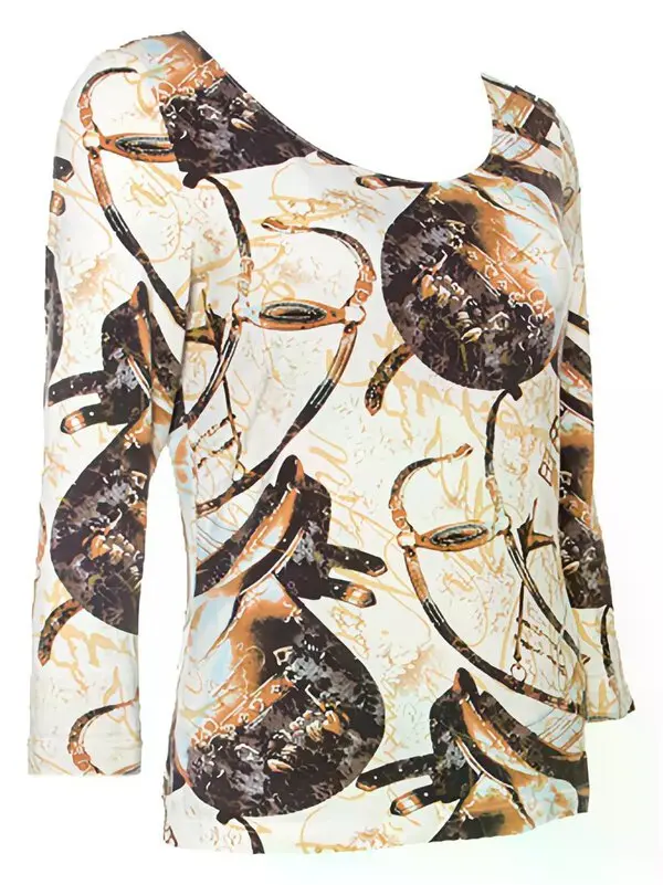 Escada Abstract-pattern Three-quarter Sleeve Blouse
