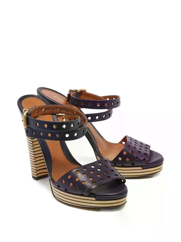 Fendi 130mm Patent-leather Platform Sandals - Blue