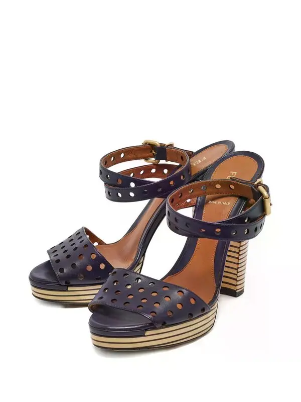 Fendi 130mm Patent-leather Platform Sandals - Blue