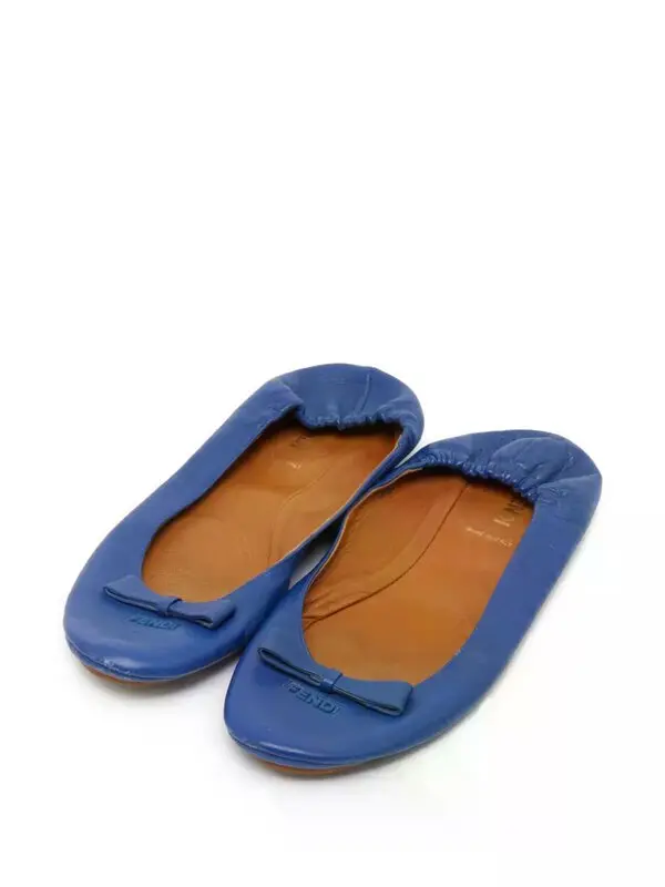 Fendi Logo-lettering Leather Ballet Flats