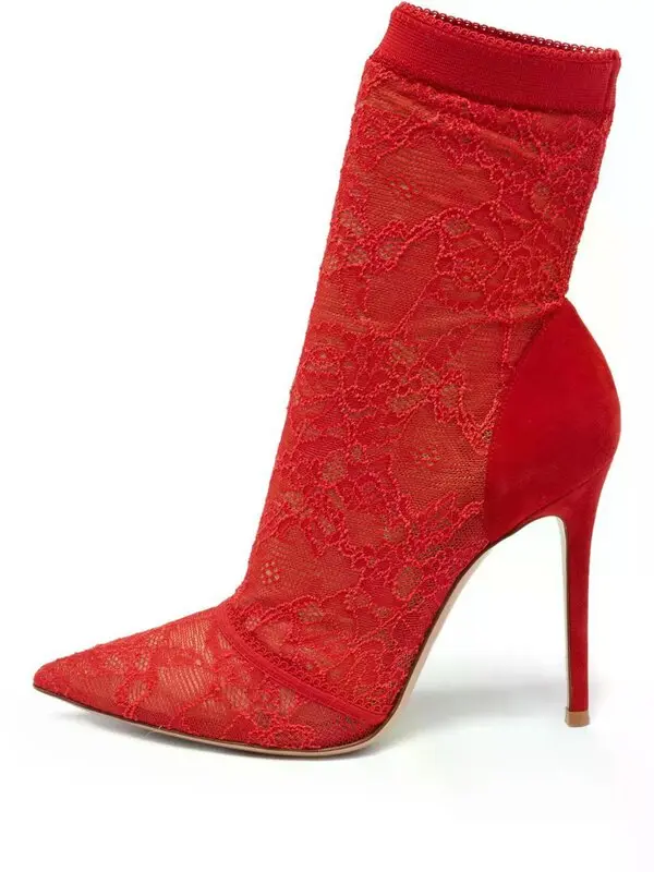 GIANVITO ROSSI 110mm Lace-embellished Ankle Boots
