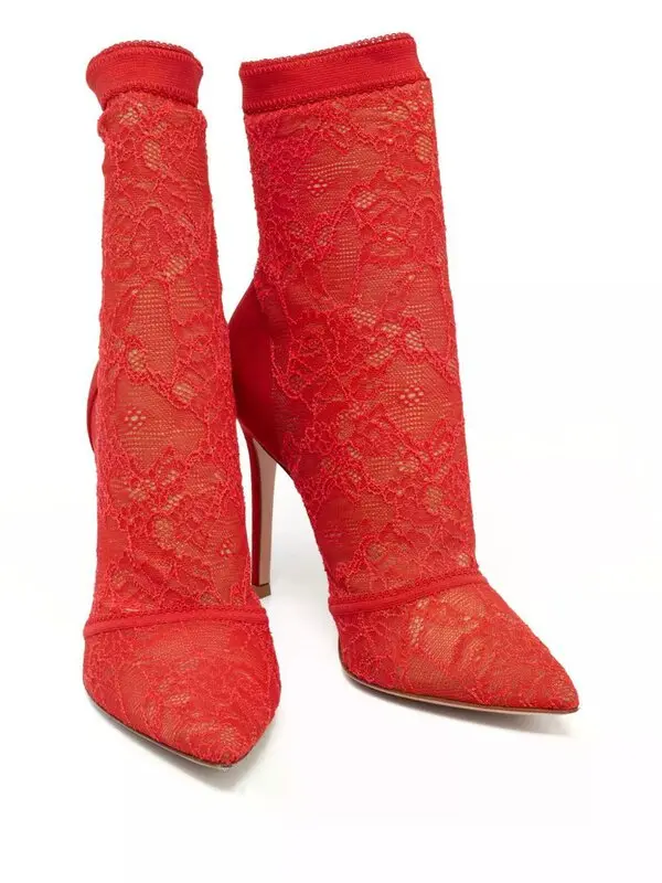 GIANVITO ROSSI 110mm Lace-embellished Ankle Boots