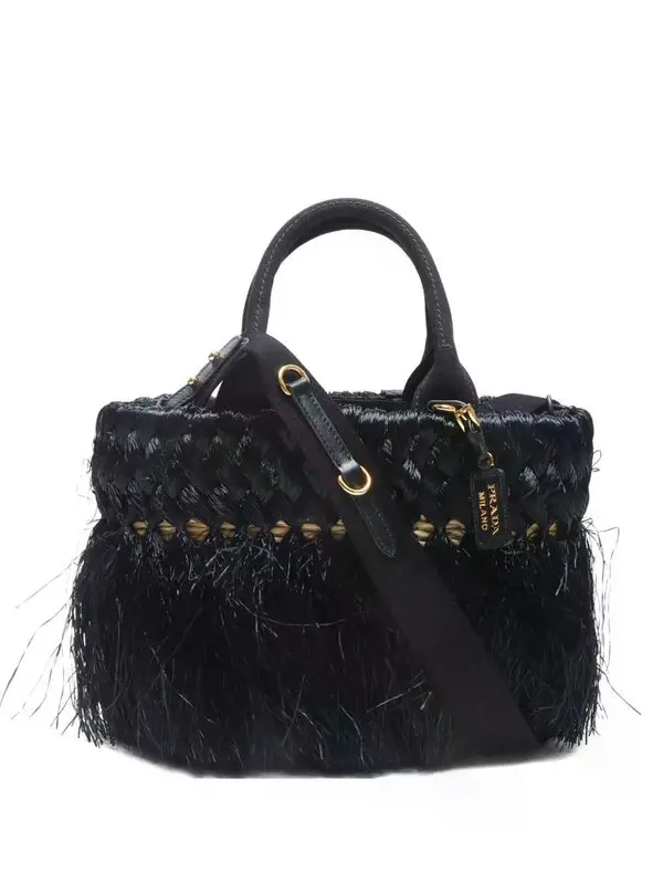 Prada 2010-2020s Fringed Raffia Tote Bag
