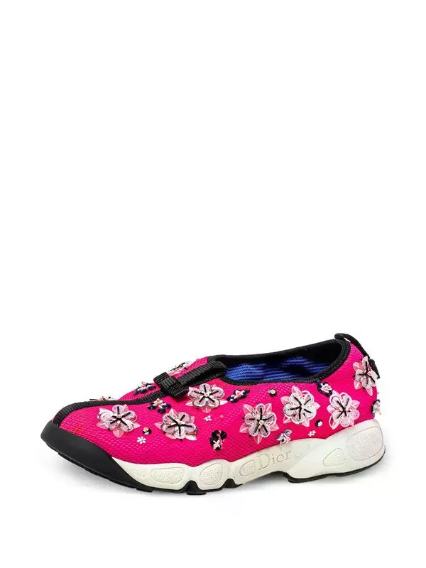 Dior Floral-embroidered Slip-on Sneakers - Pink