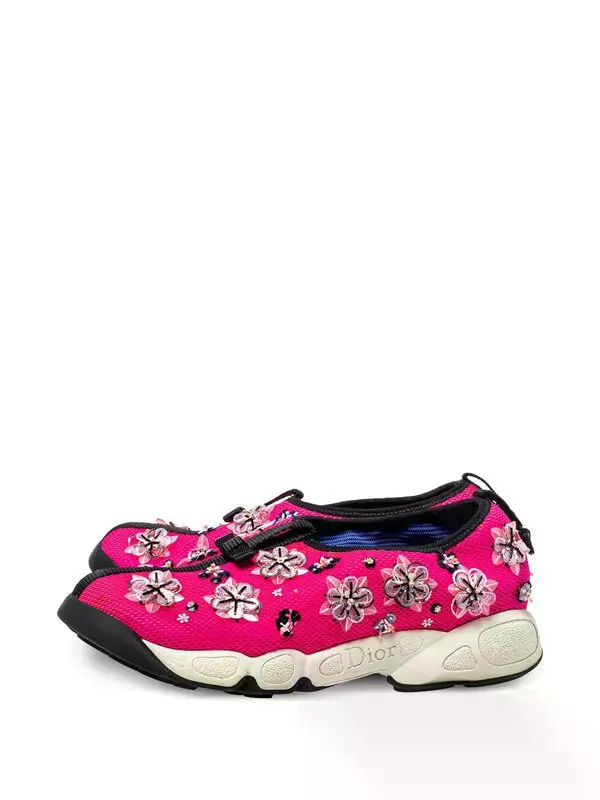Dior Floral-embroidered Slip-on Sneakers - Pink