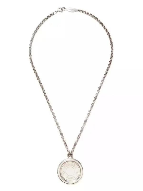 Hermès 1990s Sellier Coin Necklace - Silver