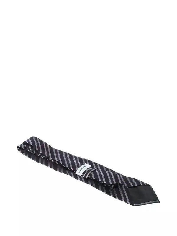 Giorgio Armani Striped Silk Tie - Purple