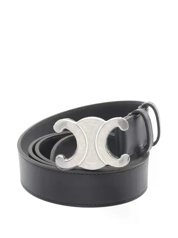 Celine 2020s Triomphe Leather Belt - Black