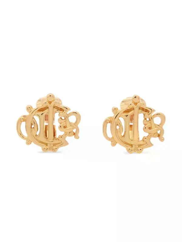 Dior 1990s Logo Clip-on Earrings - Gold
