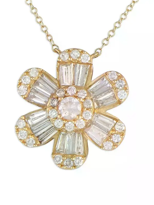 LB EXCLUSIVE 14k Yellow Diamond Flower Necklace - Gold
