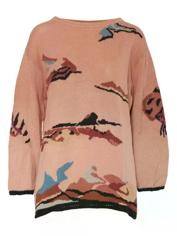 KRIZIA Patterned Intarsia Knit Sweater