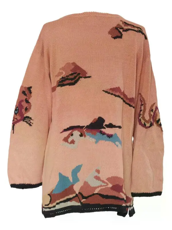 KRIZIA Patterned Intarsia Knit Sweater