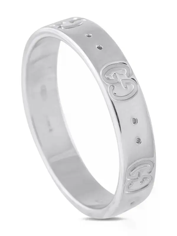 Gucci 18k White Gold Icon Band Ring - Silver