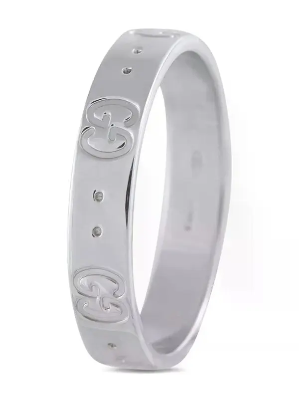 Gucci 18k White Gold Icon Band Ring - Silver