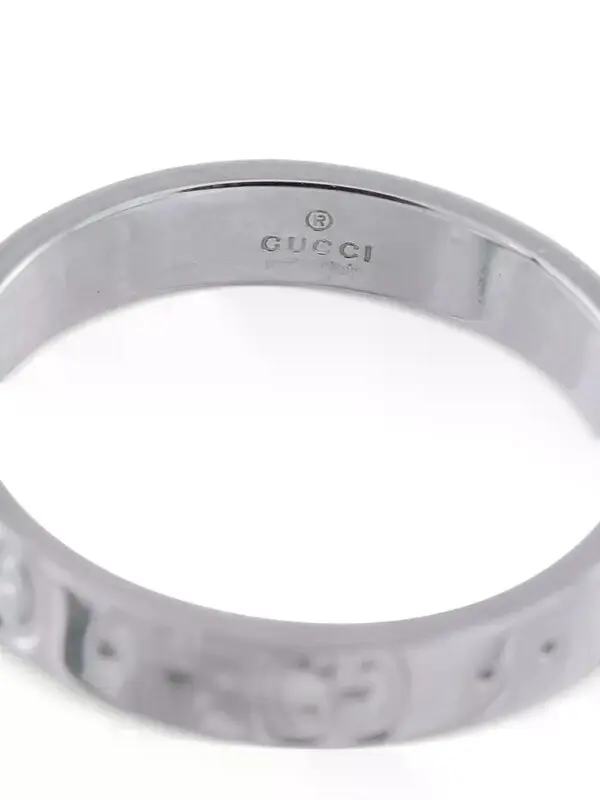 Gucci 18k White Gold Icon Band Ring - Silver
