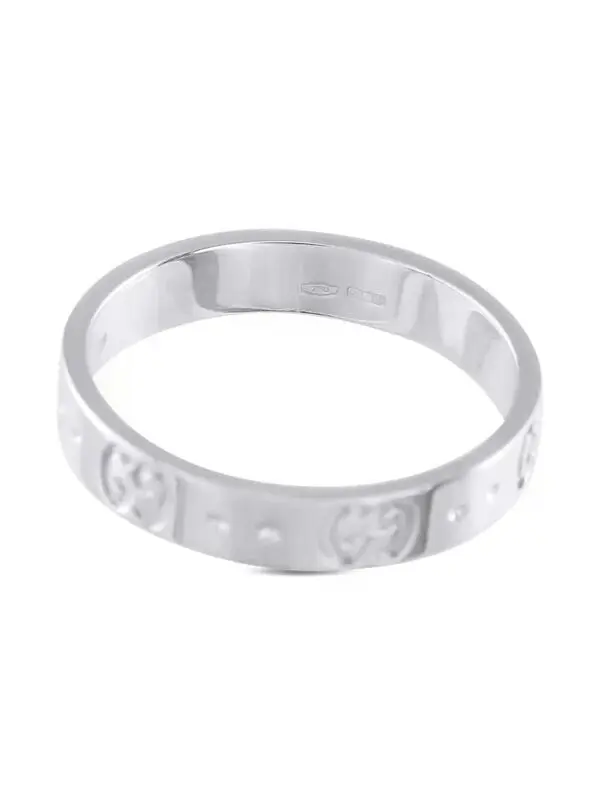 Gucci 18k White Gold Icon Band Ring - Silver