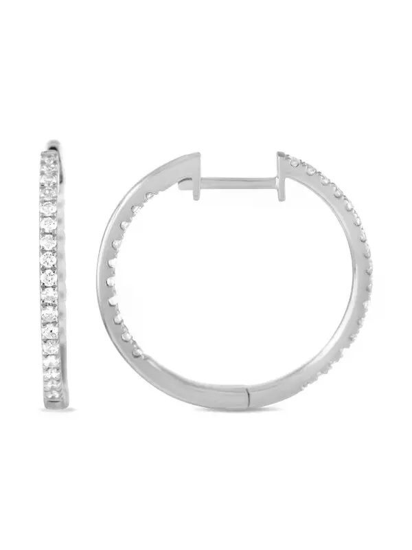 LB EXCLUSIVE 14k White Gold Diamond Hoop Earrings - Silver
