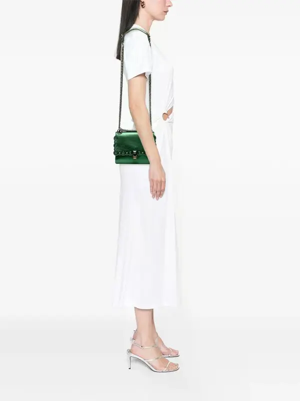 Fendi Small Leather Scalloped Kan I Crossbody Bag