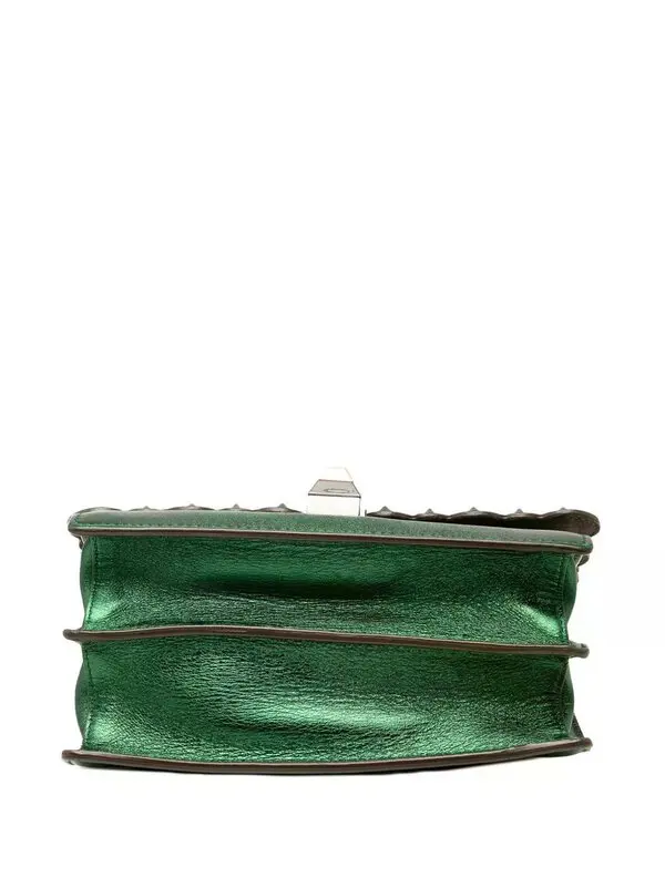 Fendi Small Leather Scalloped Kan I Crossbody Bag