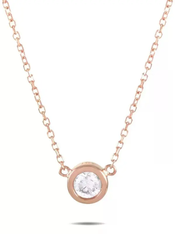 LB EXCLUSIVE 14k Rose Gold Diamond Necklace - Pink