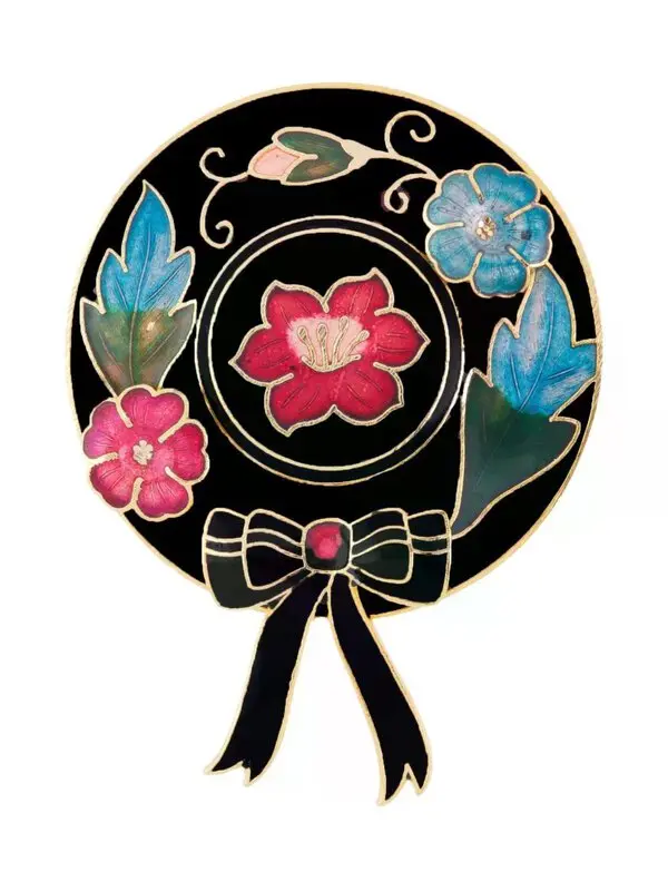 SUSAN CAPLAN 1980s Floral-motif Brooch - Black