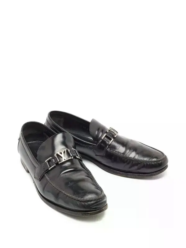LOUIS VUITTON Leather Loafers - Black
