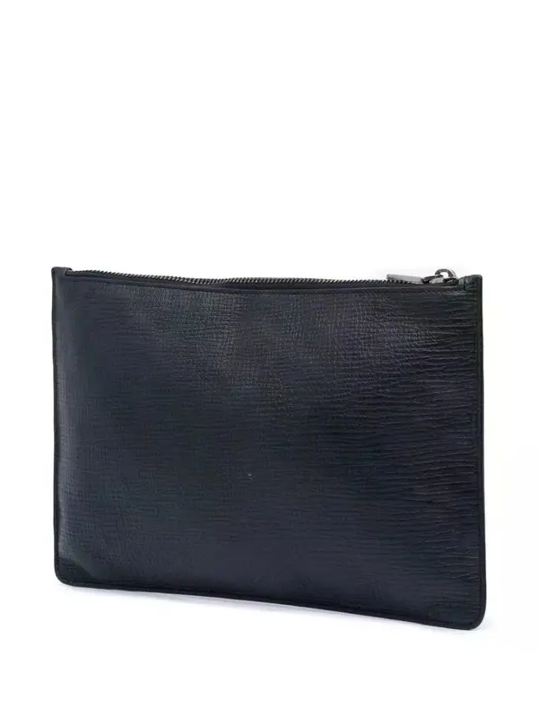 Dolce & Gabbana Leather Dg Family Patch Zip Pouch Clutch Bag