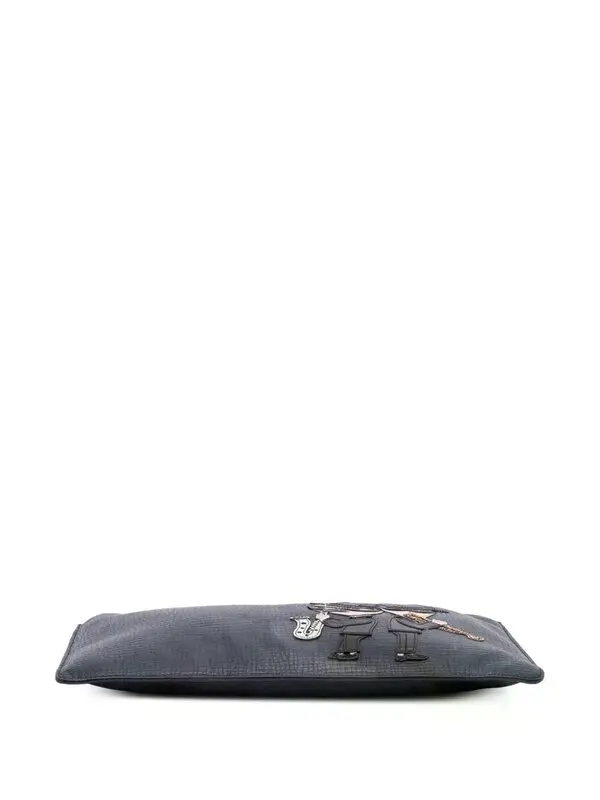 Dolce & Gabbana Leather Dg Family Patch Zip Pouch Clutch Bag