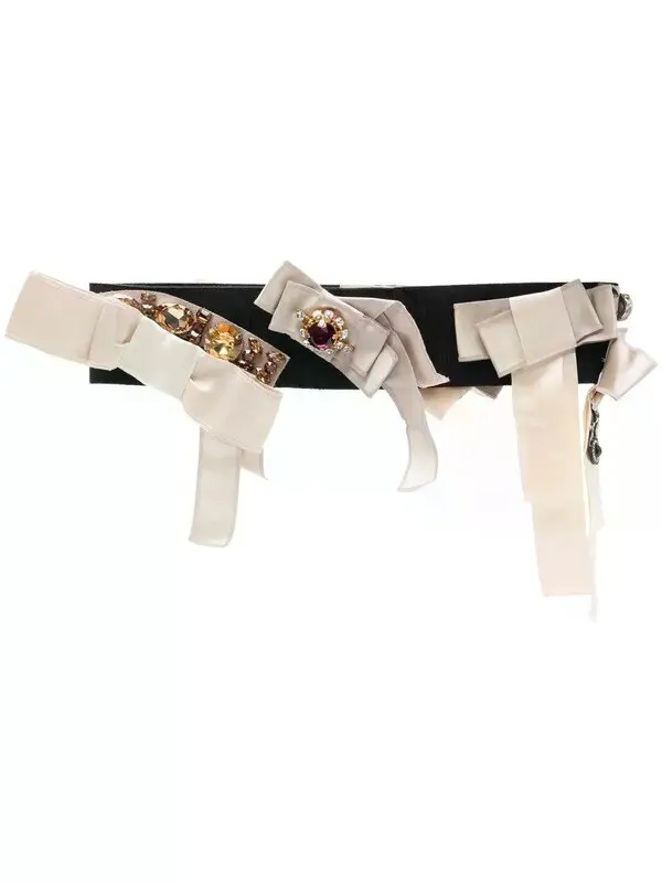 Dolce & Gabbana 2000s Rhinestone-embellished Silk Belt - Black