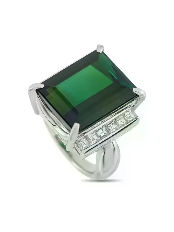 LB EXCLUSIVE Platinum Diamond And Tourmaline Ring - Silver