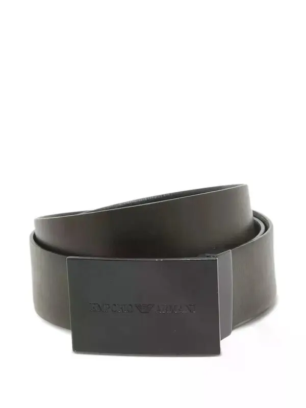 Emporio Armani Logo-engraved Buckle Belt - Black