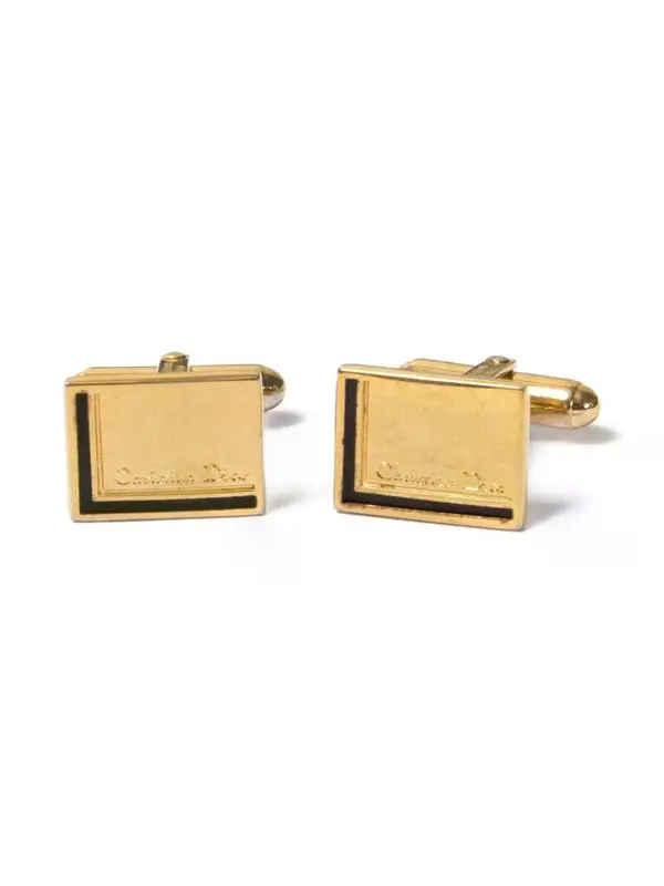 Dior 1990s Logo-engraved Cufflinks - Gold