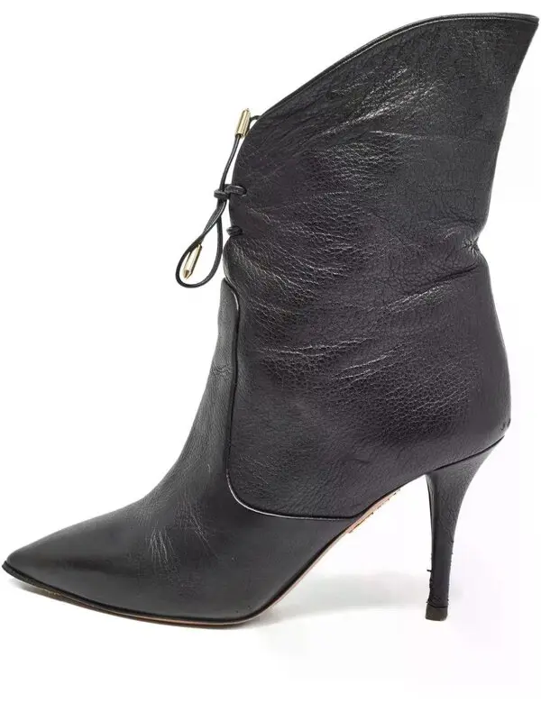 AQUAZZURA 85mm Pointed-toe Leather Ankle Boots