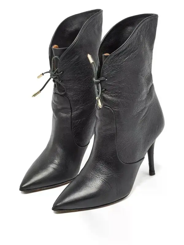 AQUAZZURA 85mm Pointed-toe Leather Ankle Boots