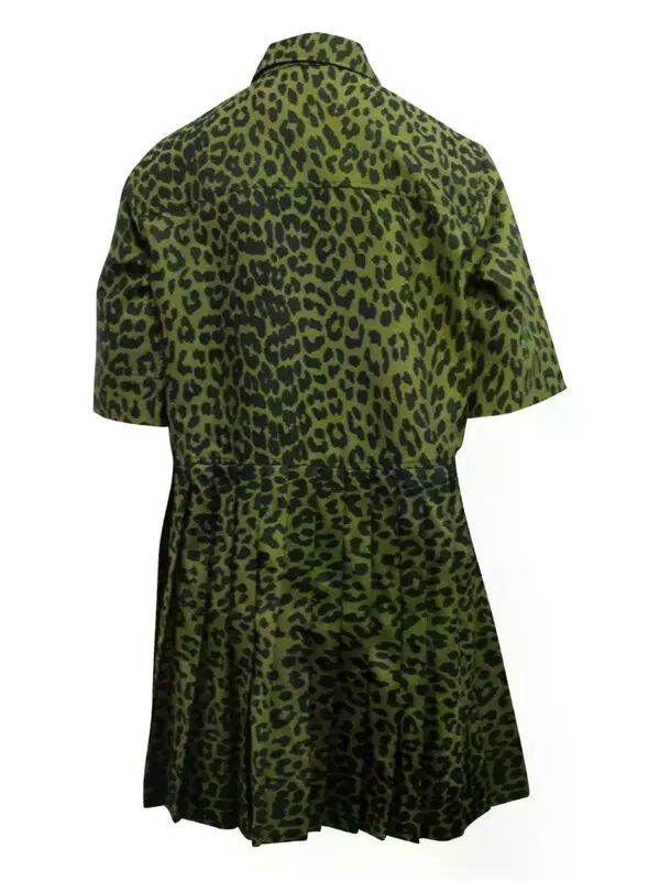 ganni green leopard dress Leopard-Print Pleated In - 24% Off Leopard shirt